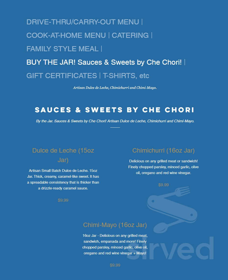 Menu for Che Chori in Indianapolis, IN | Sirved