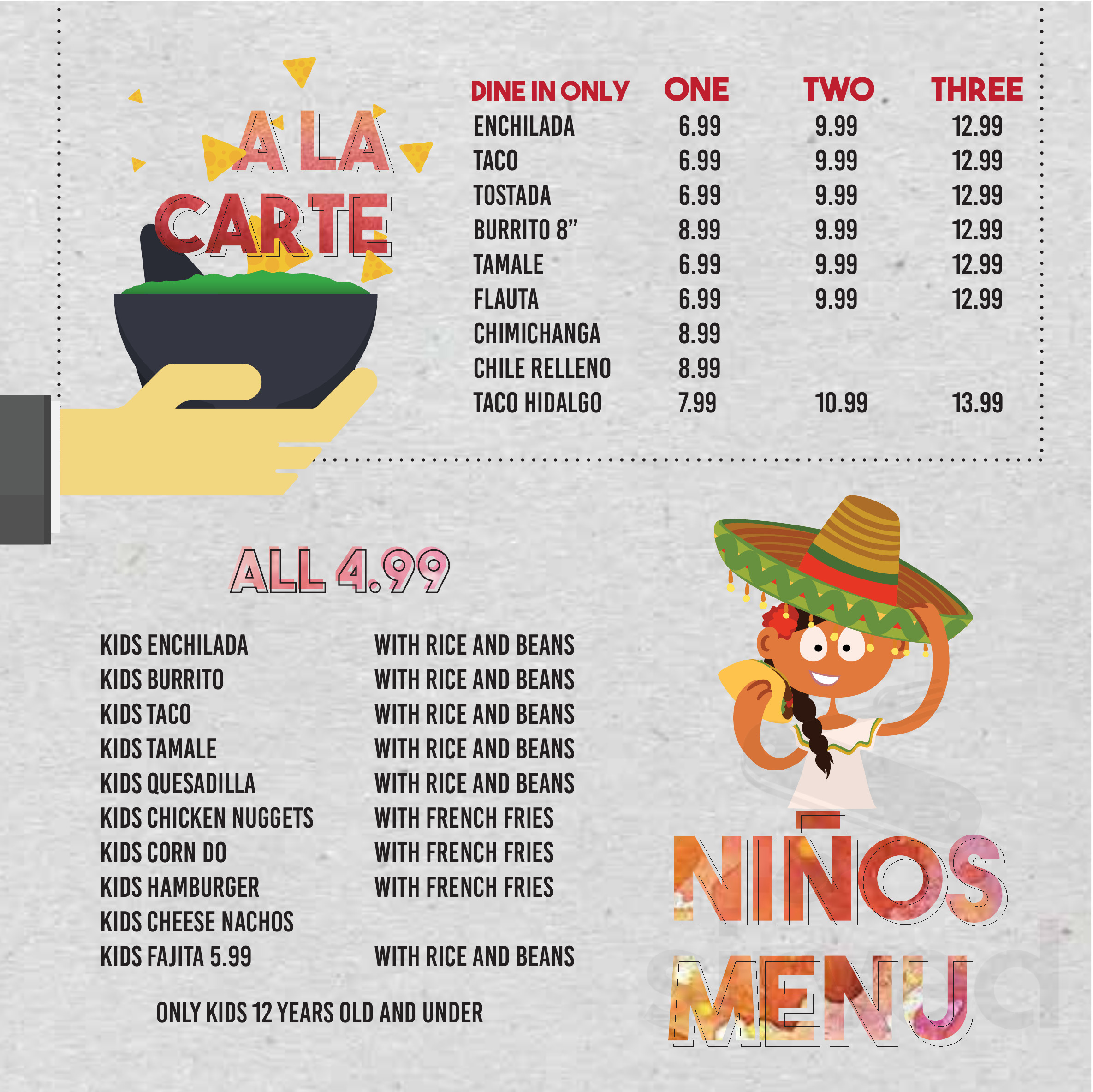 Hidalgo's Mexican Restaurant & Cantina menu in Edmond, Oklahoma, USA