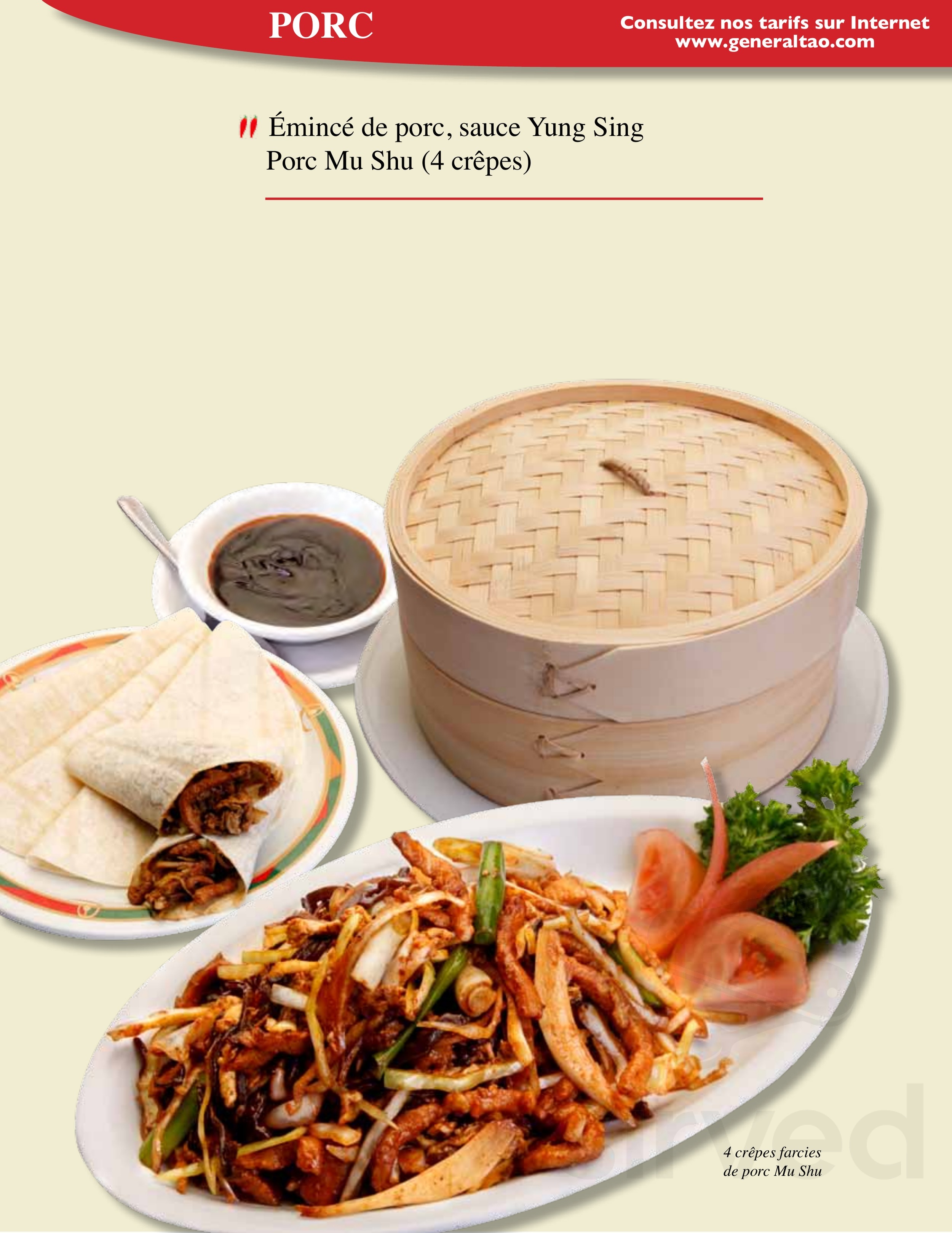 Général Tao menu in Québec, Quebec, Canada