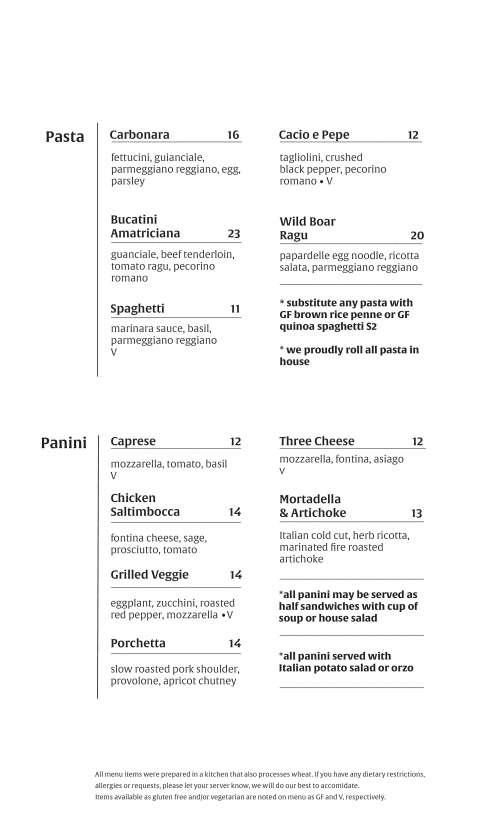 Andiamo Italian Grille menu in Big Sky, Montana, USA