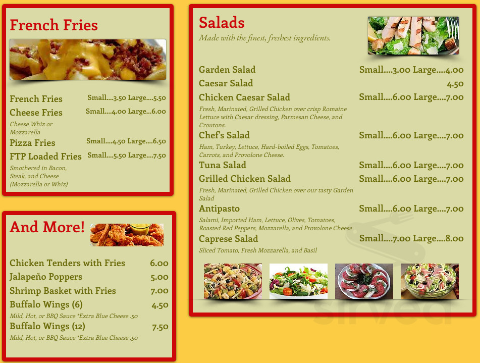 Fat Tony's menu in Morrisville, Pennsylvania, USA