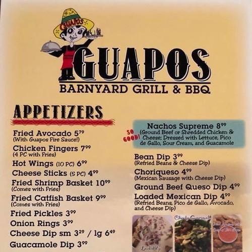 Guapos Barnyard Grill And BBQ menu in Smithdale, Mississippi, USA