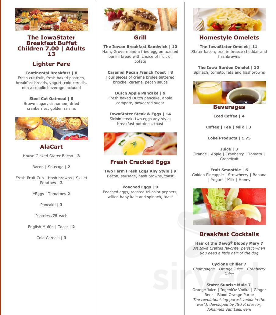 Gateway Hotel and Conference Center menu in Ames, Iowa, USA