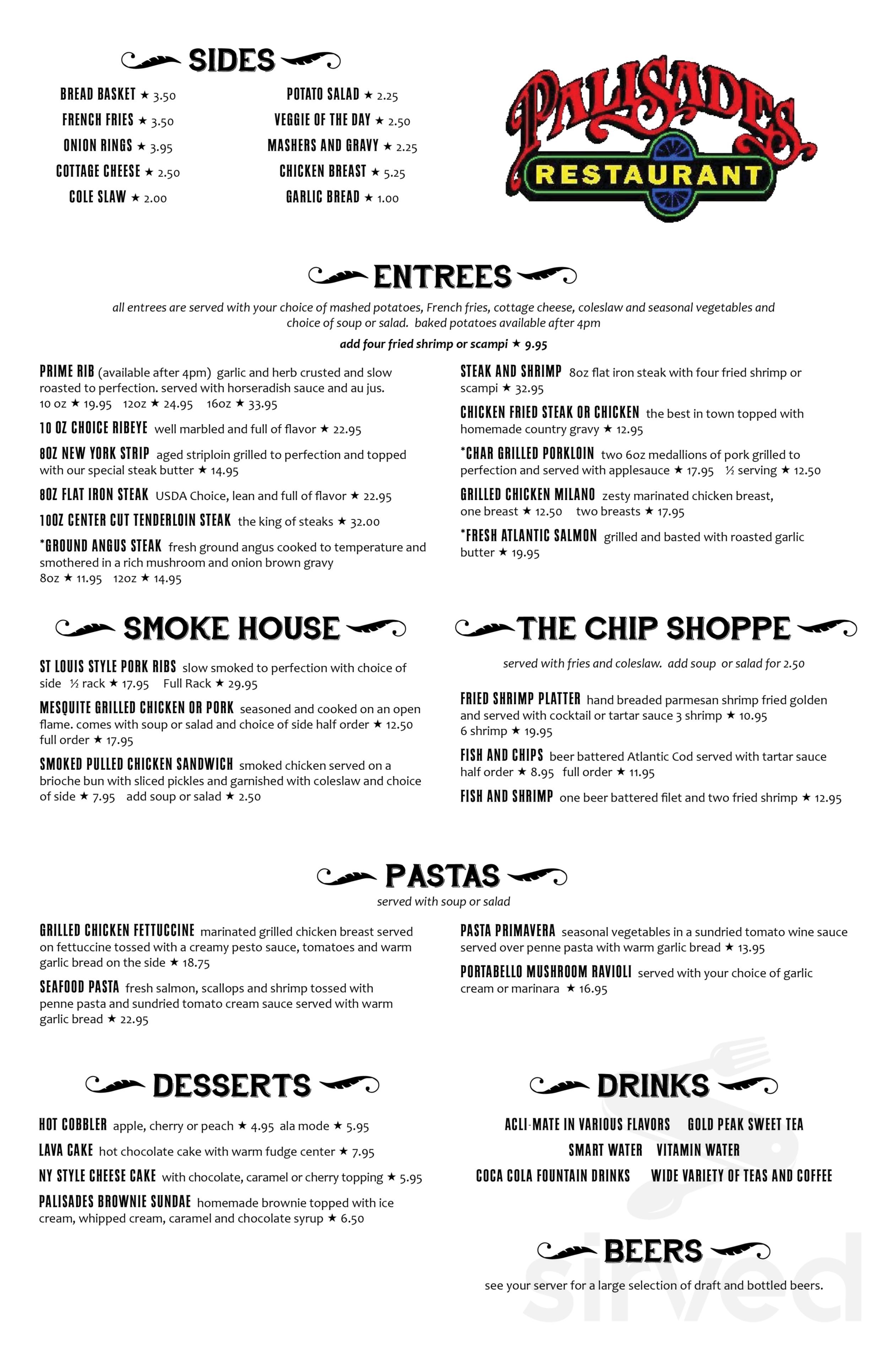 Palisades Restaurant menu in Gunnison, Colorado, USA