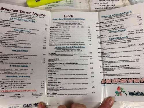 Robin's Downtown Cafe menu in Bradenton, Florida, USA