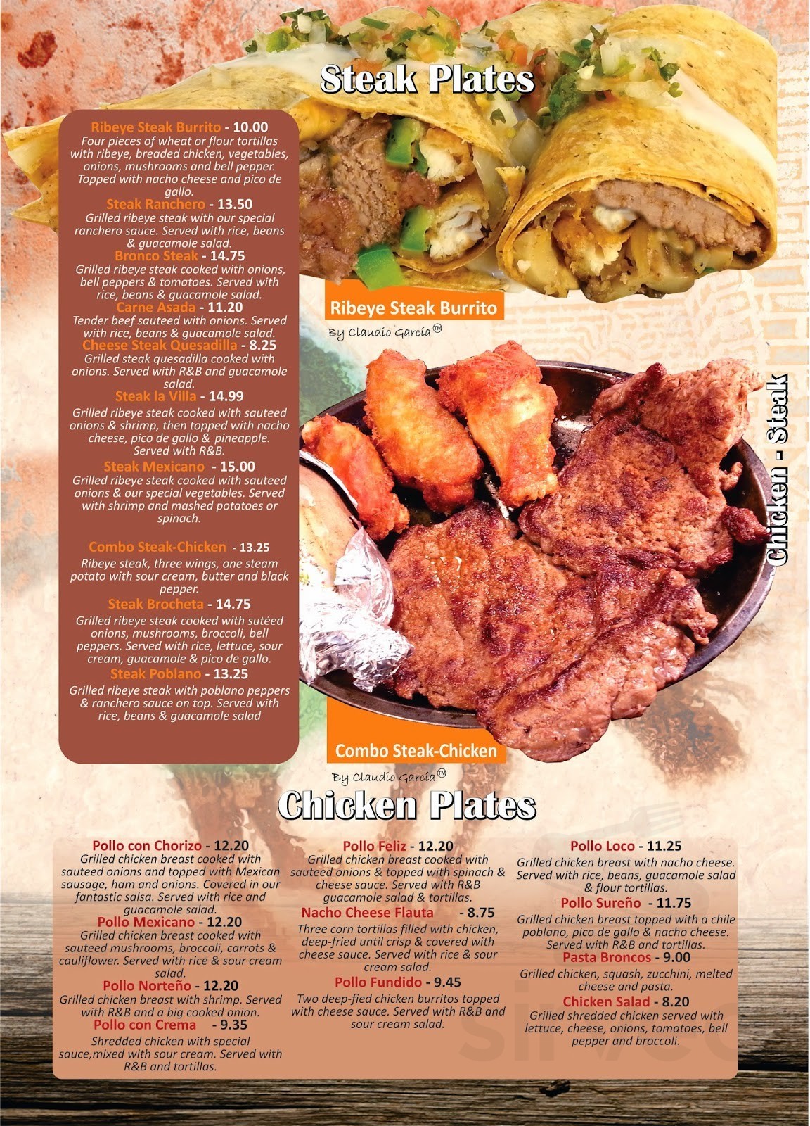 Bronco Mexican Restaurant menu in Woodruff, South Carolina, USA