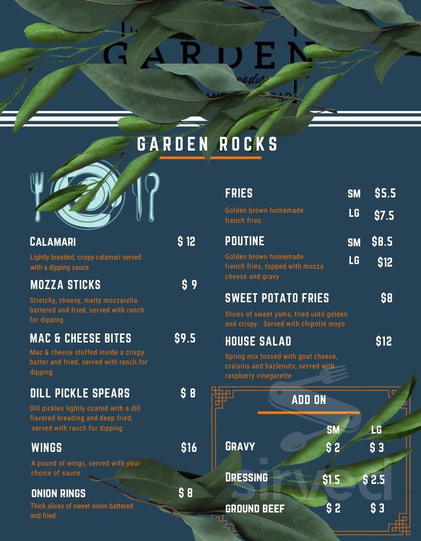 The Garden menu in Corner Brook, Newfoundland and Labrador, Canada