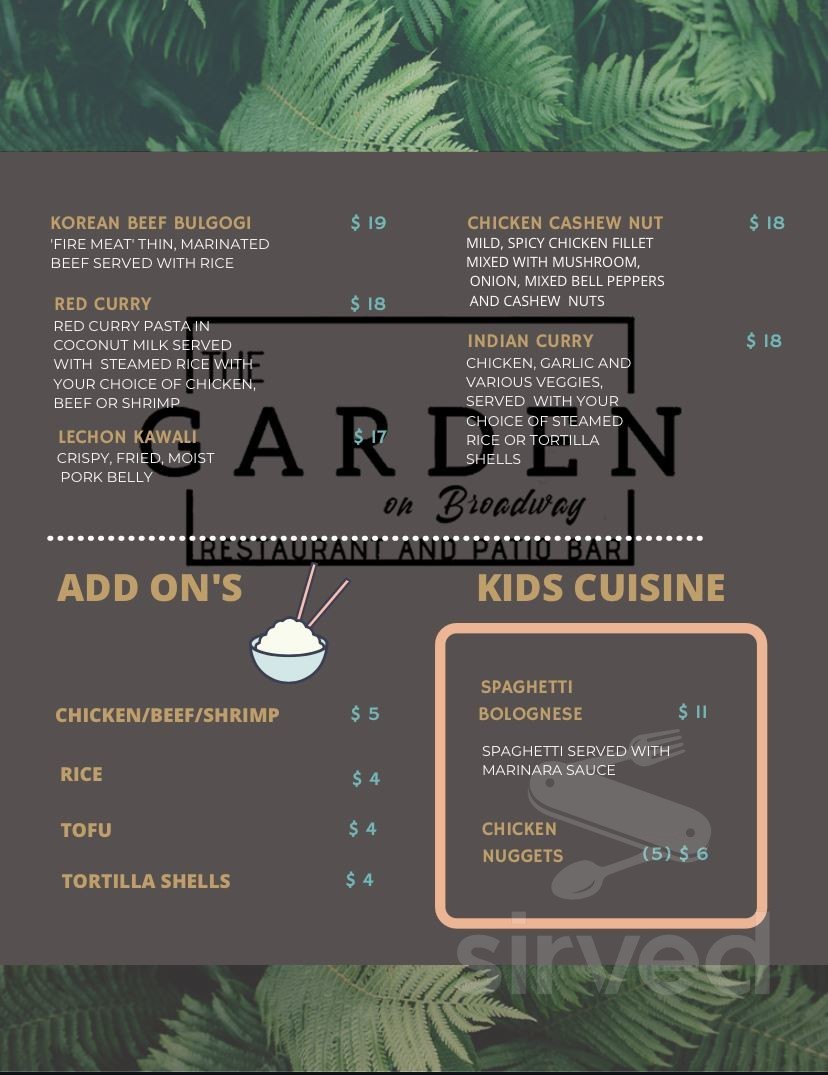 The Garden menus in Corner Brook, Newfoundland and Labrador, Canada