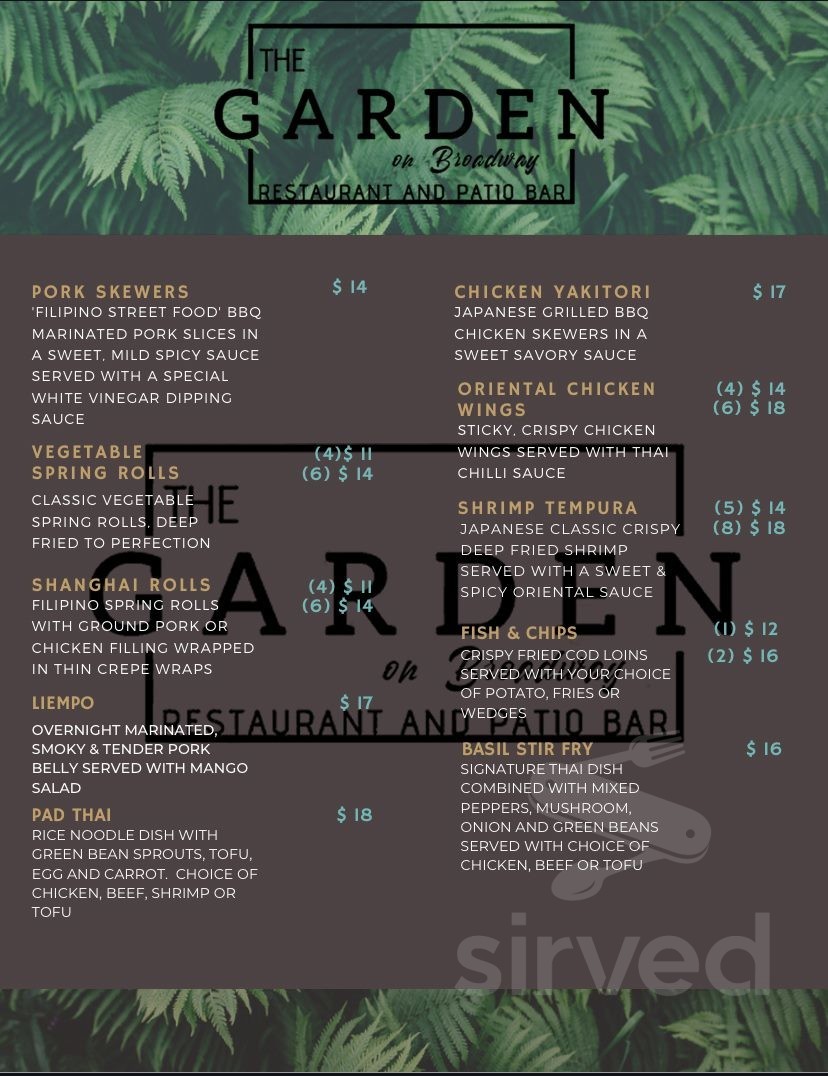 The Garden menu in Corner Brook, Newfoundland and Labrador, Canada
