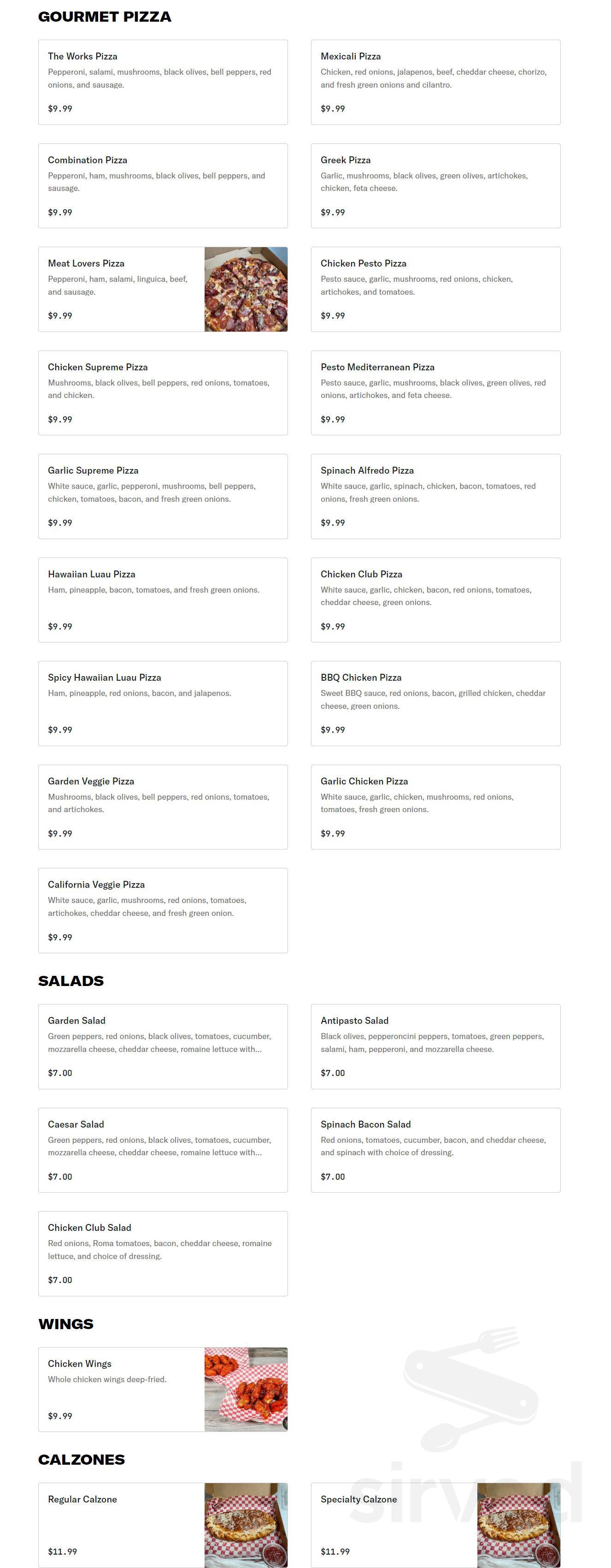 Prime Pizza menu in Lodi, California, USA