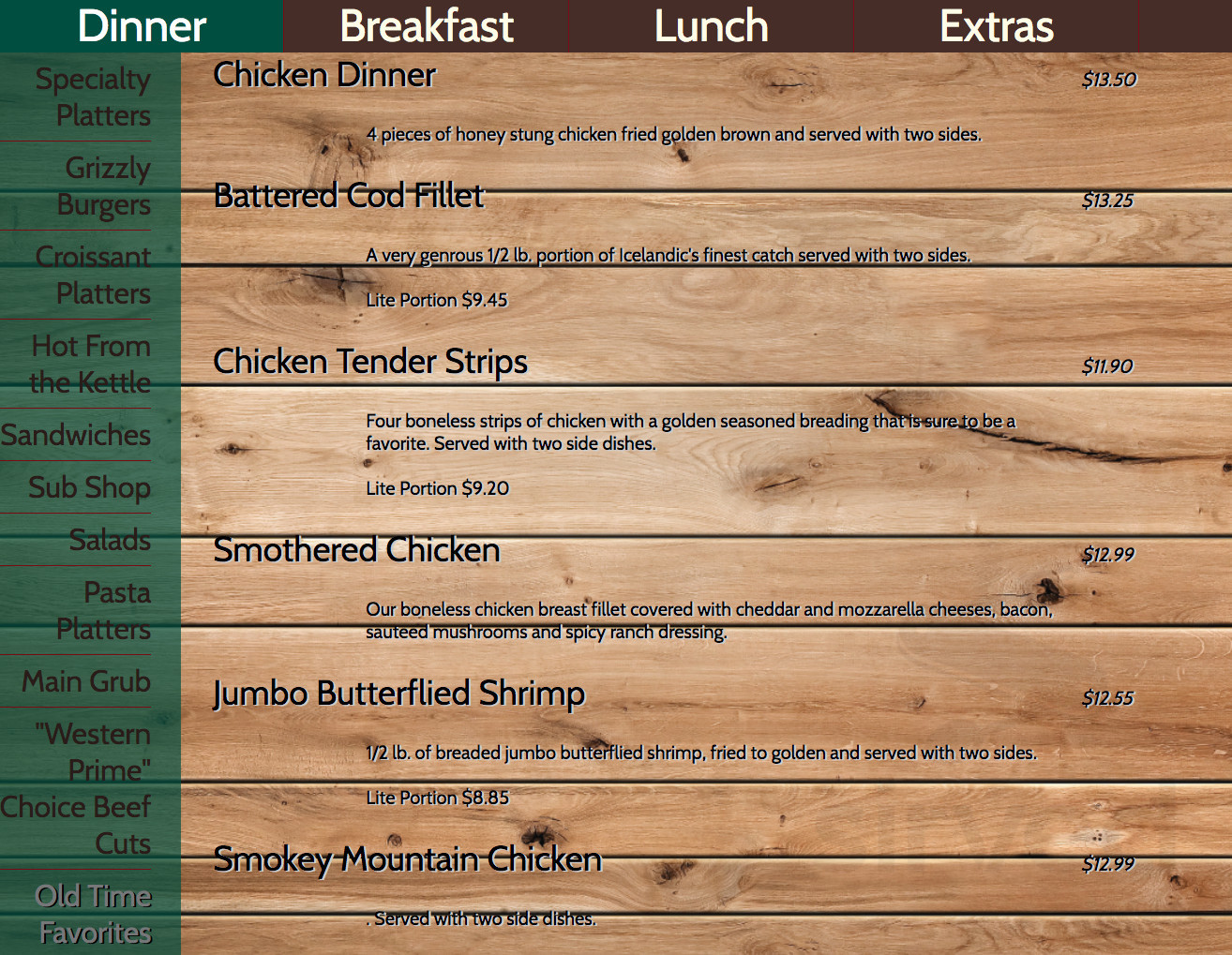 Lorie's Wildridge Restaurant menu in Erie, Pennsylvania, USA