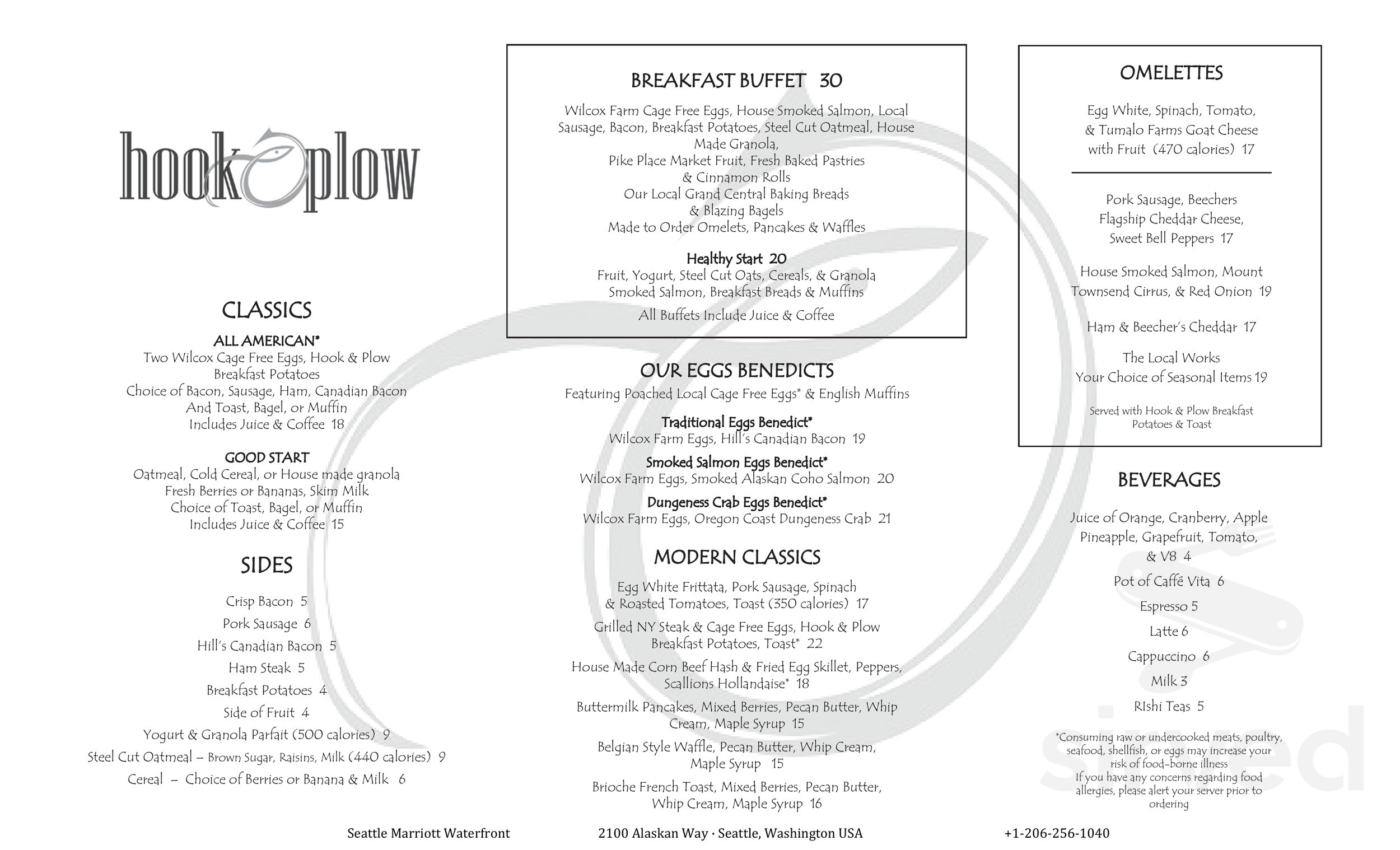 Menu - Seattle WA's Seattle Marriott Waterfront | Sirved