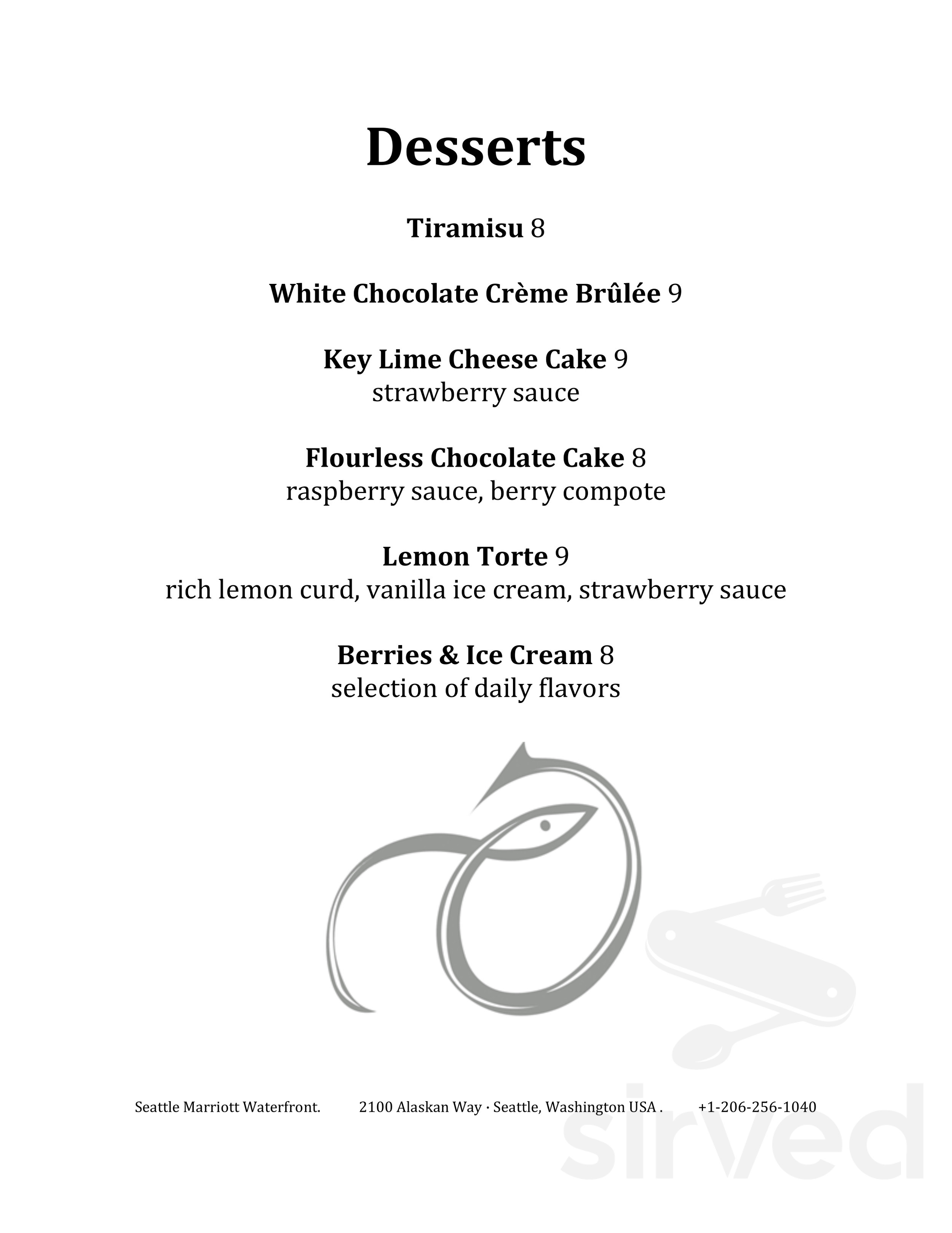 Menu - Seattle WA's Seattle Marriott Waterfront | Sirved