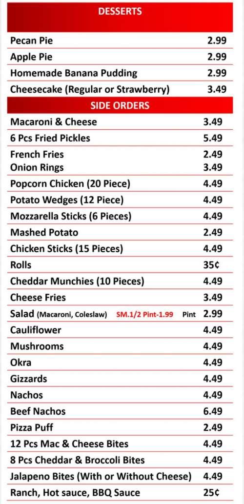 New York Fried Chicken menu in Benton Harbor, Michigan, USA