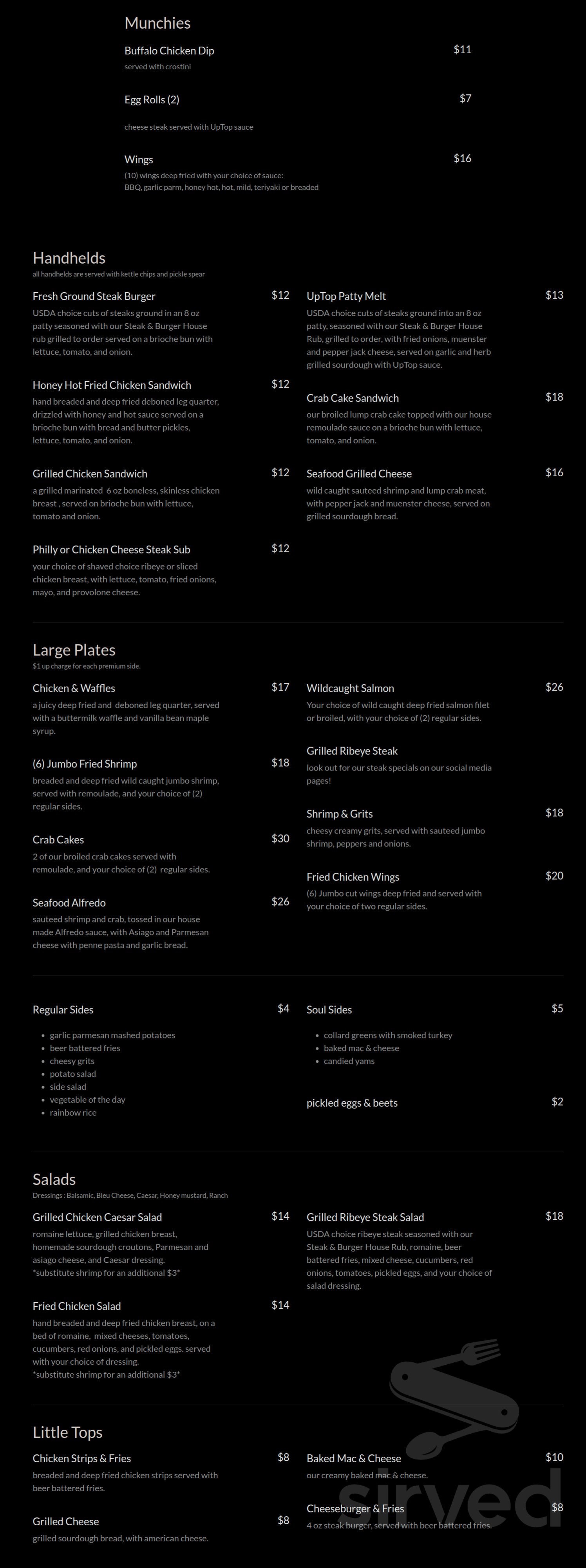 UpTop Cuisine menu in Williamsport, Pennsylvania, USA