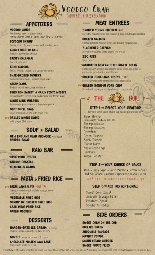 Voodoo Crab of Centereach menu in Centereach, New York, USA