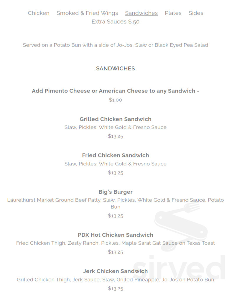 Big's Chicken 4606 NE Glisan St, Portland, OR 97213 menu in Portland ...