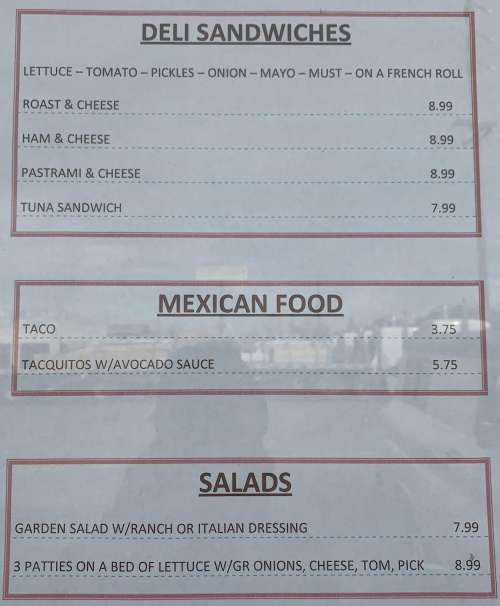 Pop's 50's Place menu in Redding, California, USA