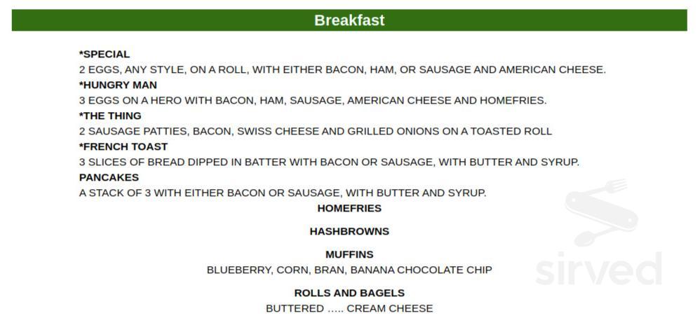 Jim's Deli menu in Brookhaven, New York, USA