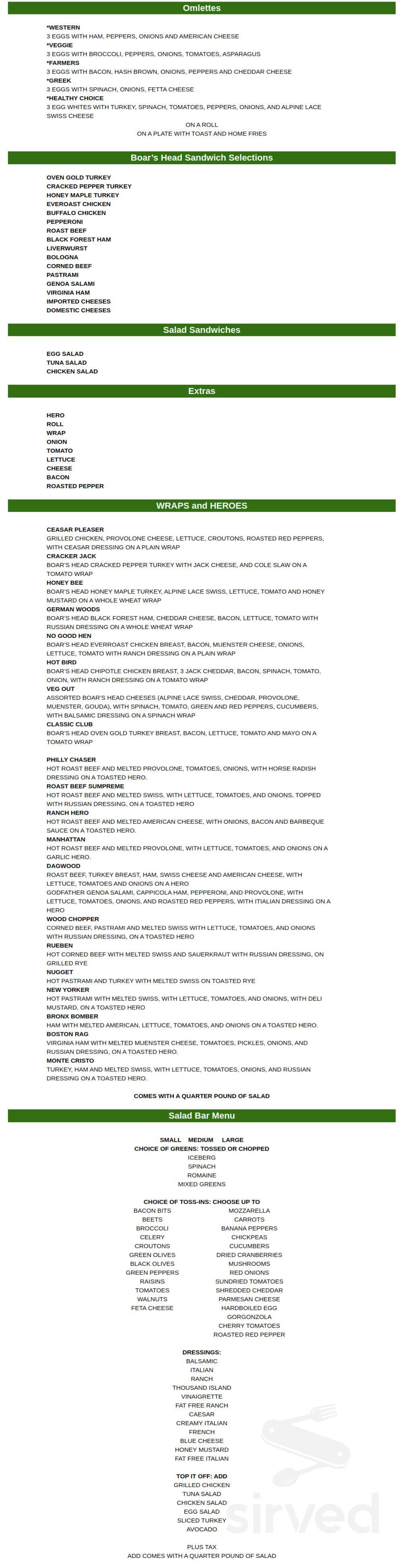 Jim's Deli menu in Brookhaven, New York, USA