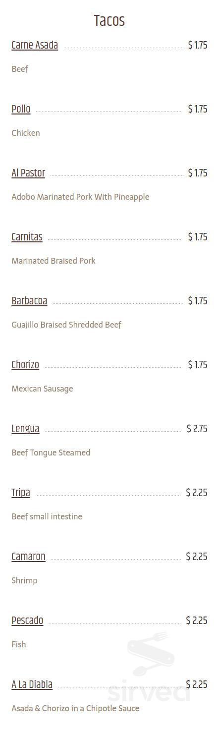 Menu - Stuart FL's Taco Truck of Stuart | Sirved