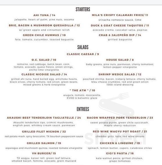 Victor Hugo's Dining and Bar Richardson menu in Richardson, Texas, USA