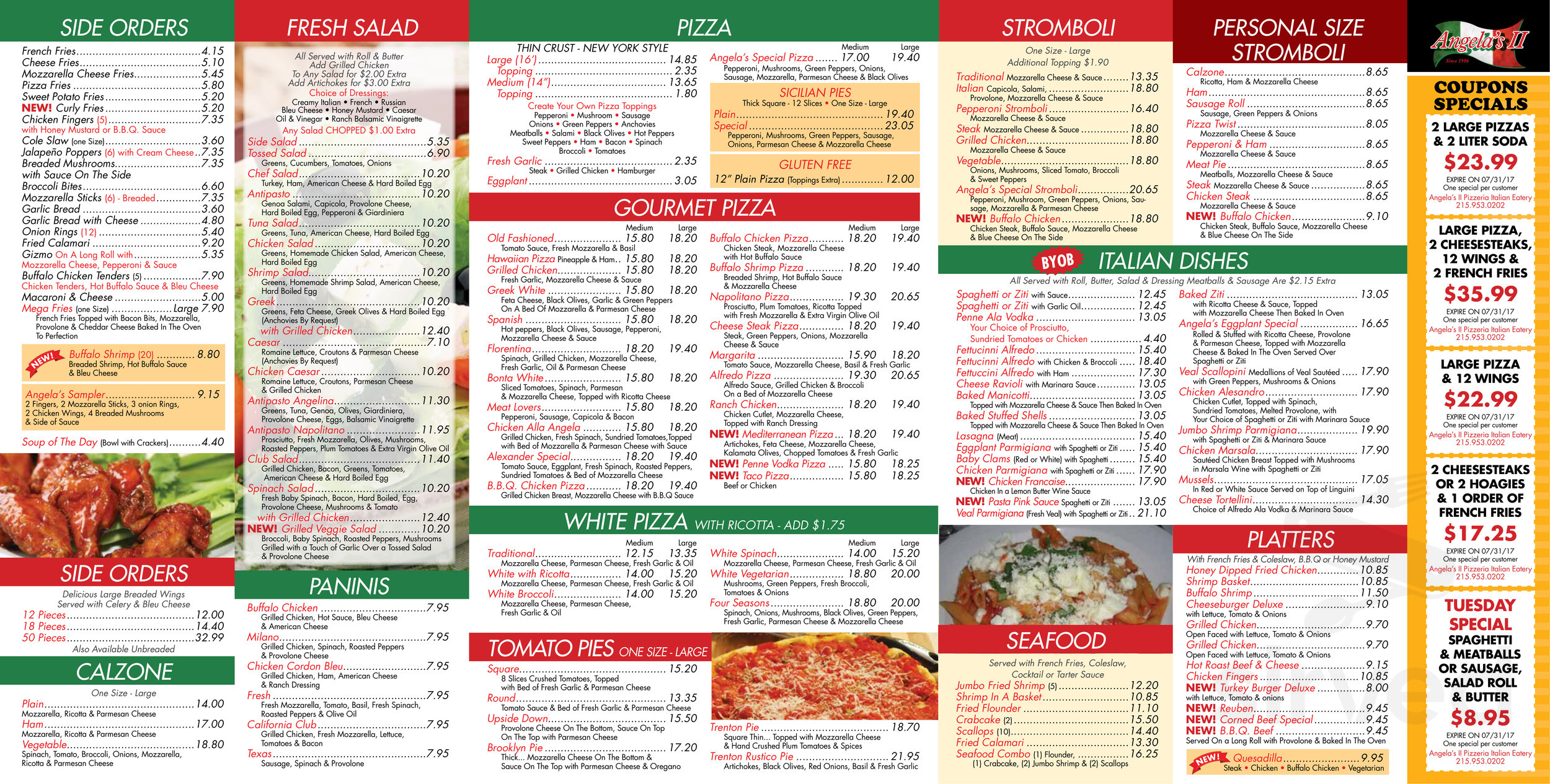 Angela's Pizza 2 menu in Feasterville-Trevose, Pennsylvania, USA