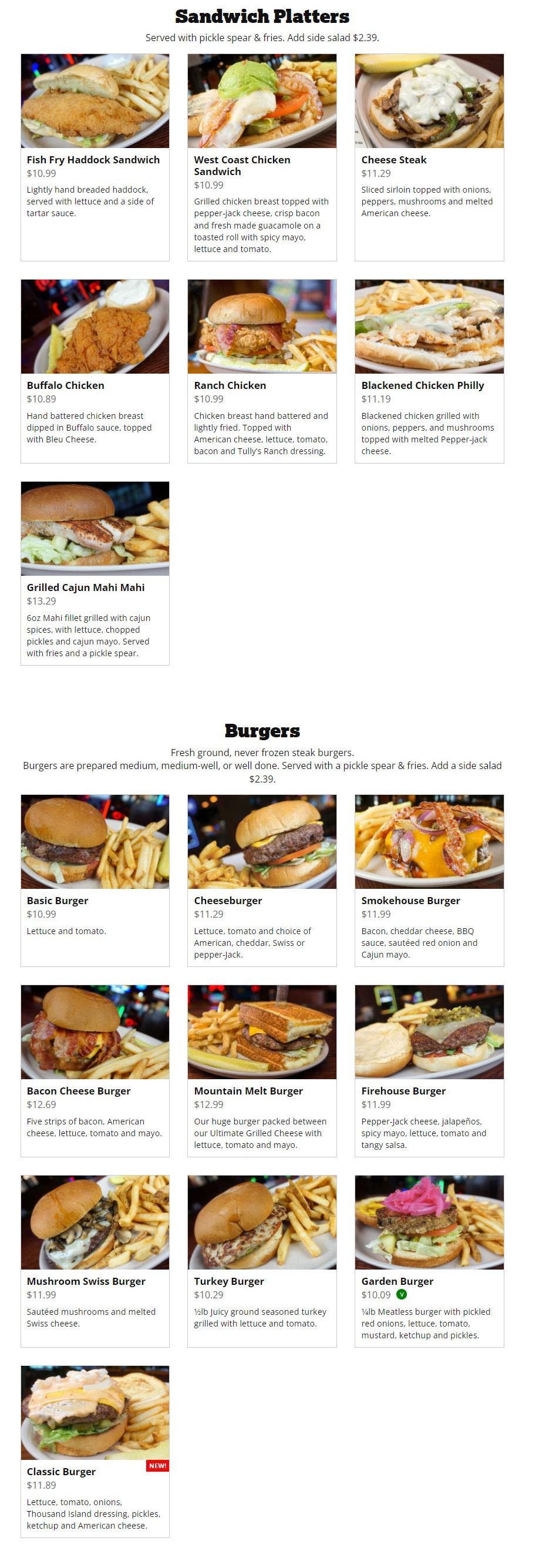 Tully's Good Times Cheektowaga menu in Depew, New York, USA
