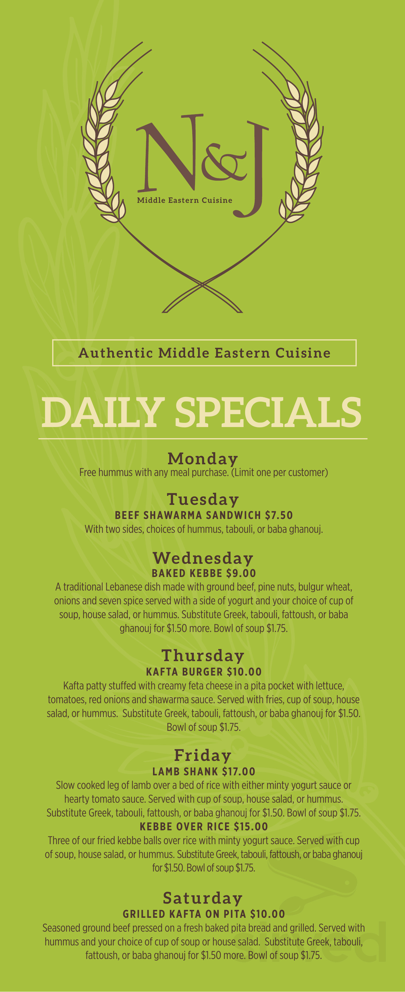 N & J Cafe & Bakery menus in Wichita, Kansas, United States