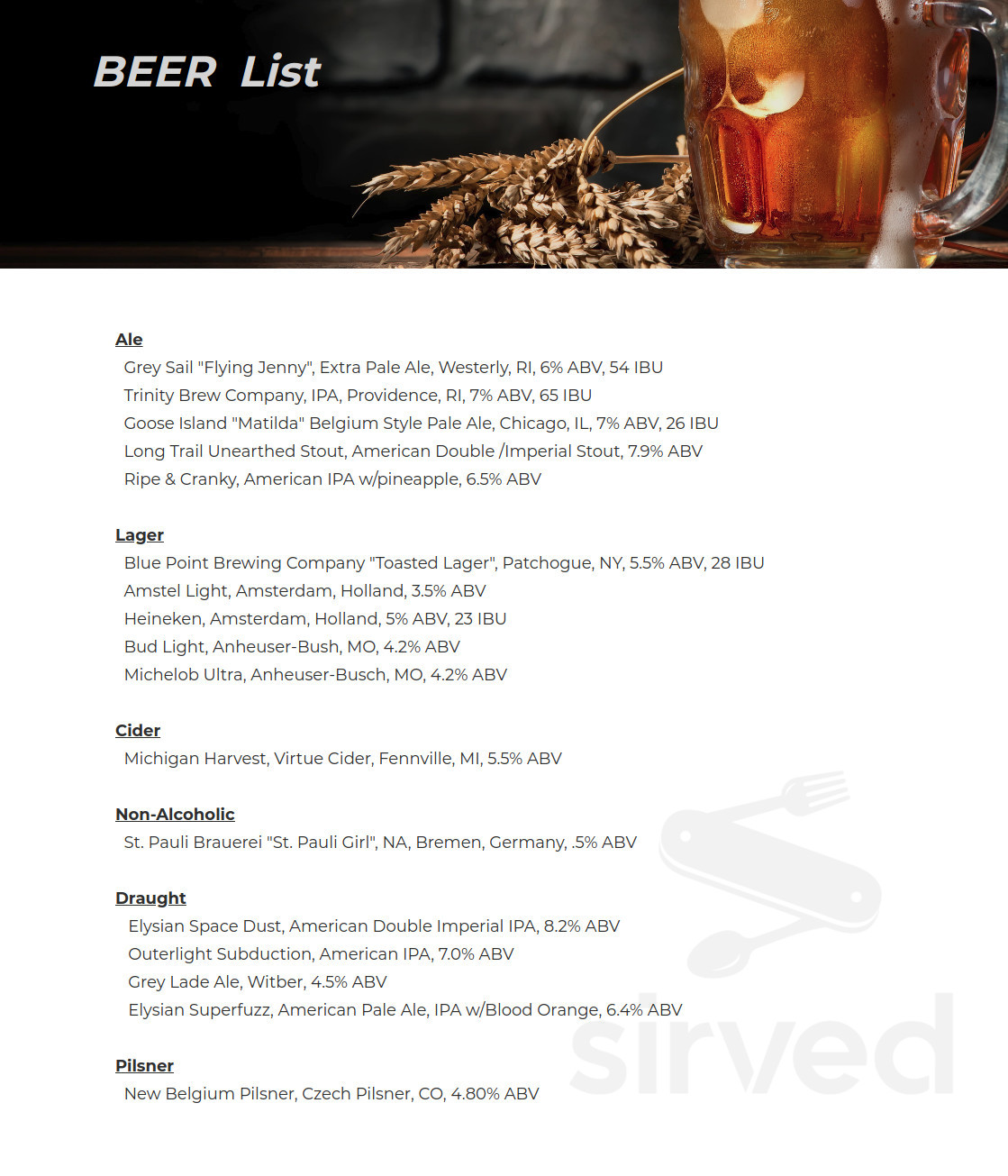 Elizabeth's Farmhouse menu in Putnam, Connecticut, USA