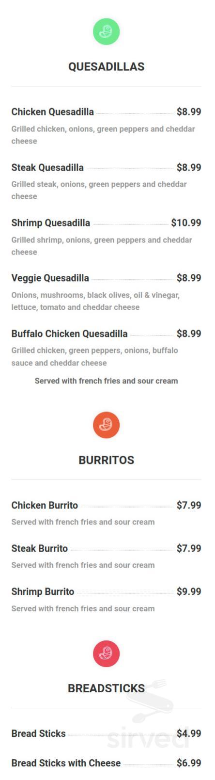 Sub King menu in Reisterstown, Maryland, USA