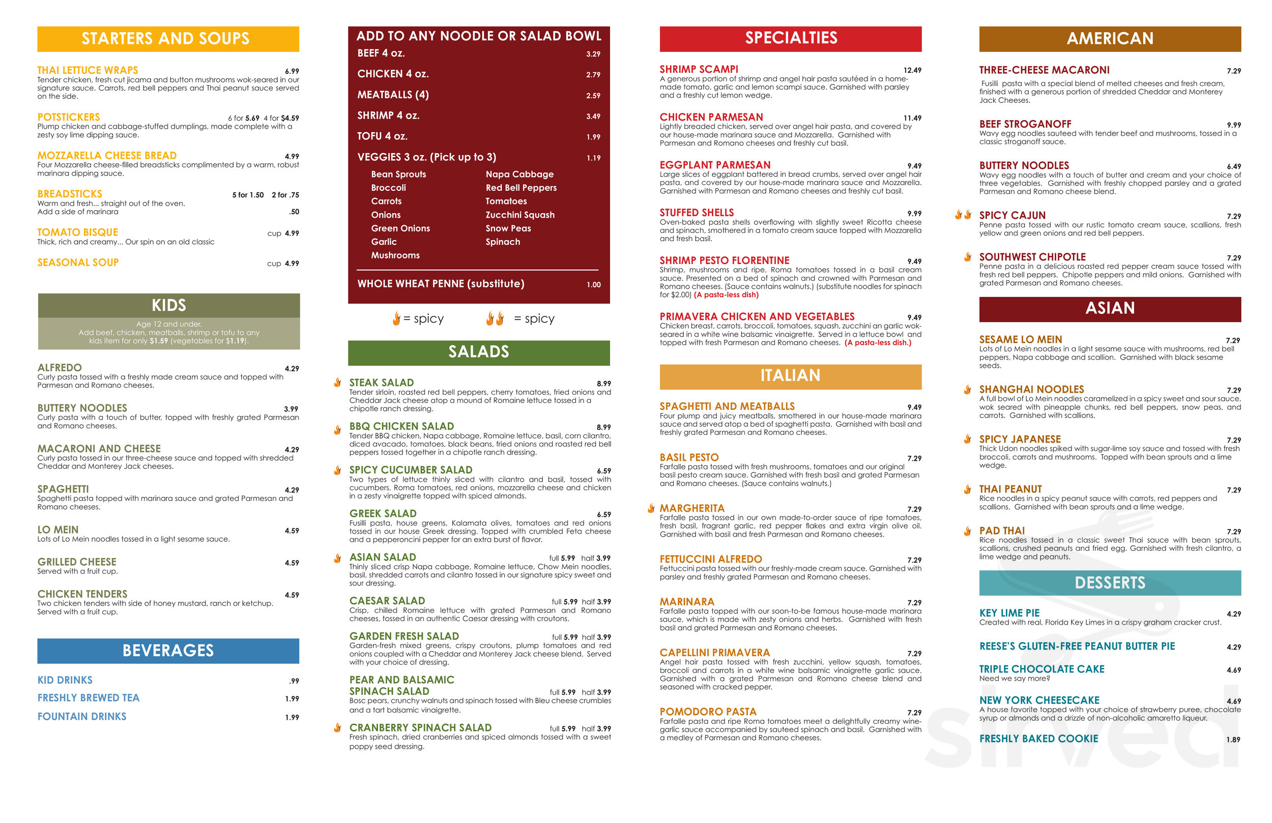 Nothing But Noodles menu in Mountain Brook, Alabama, USA