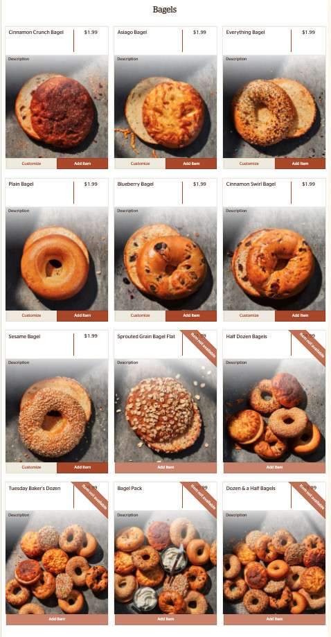 Panera Bread menu in Cleveland, Ohio, USA