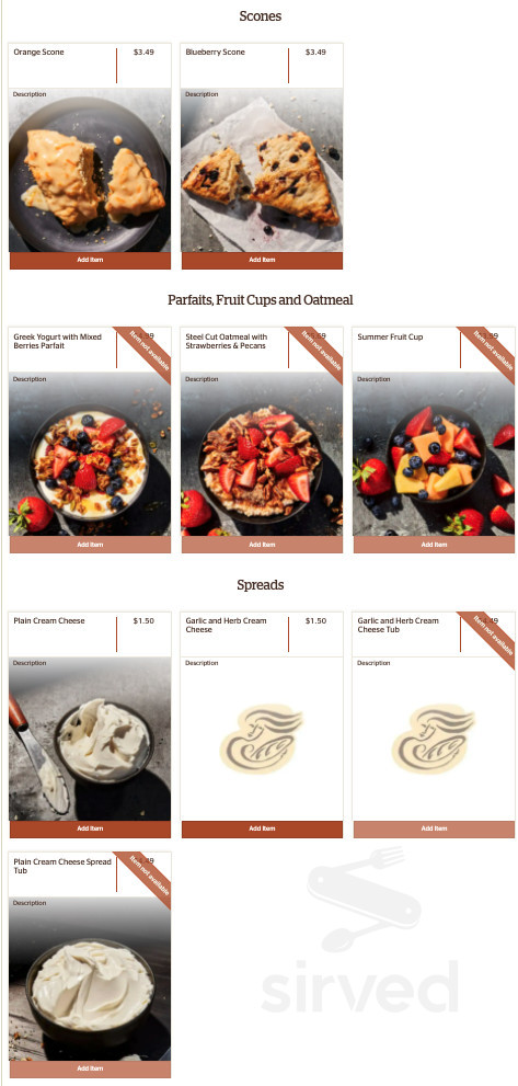 Panera Bread menu in Pittsburgh, Pennsylvania, USA