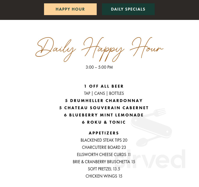 The Copperfield menu in Mendota Heights, Minnesota, USA