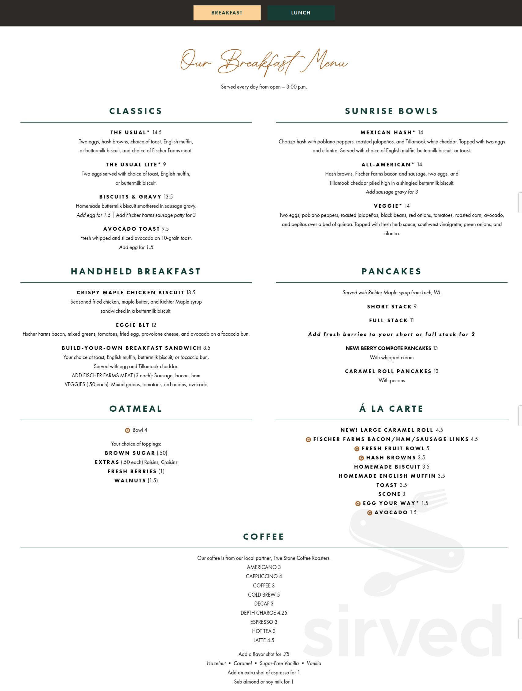 The Copperfield menu in Mendota Heights, Minnesota, USA