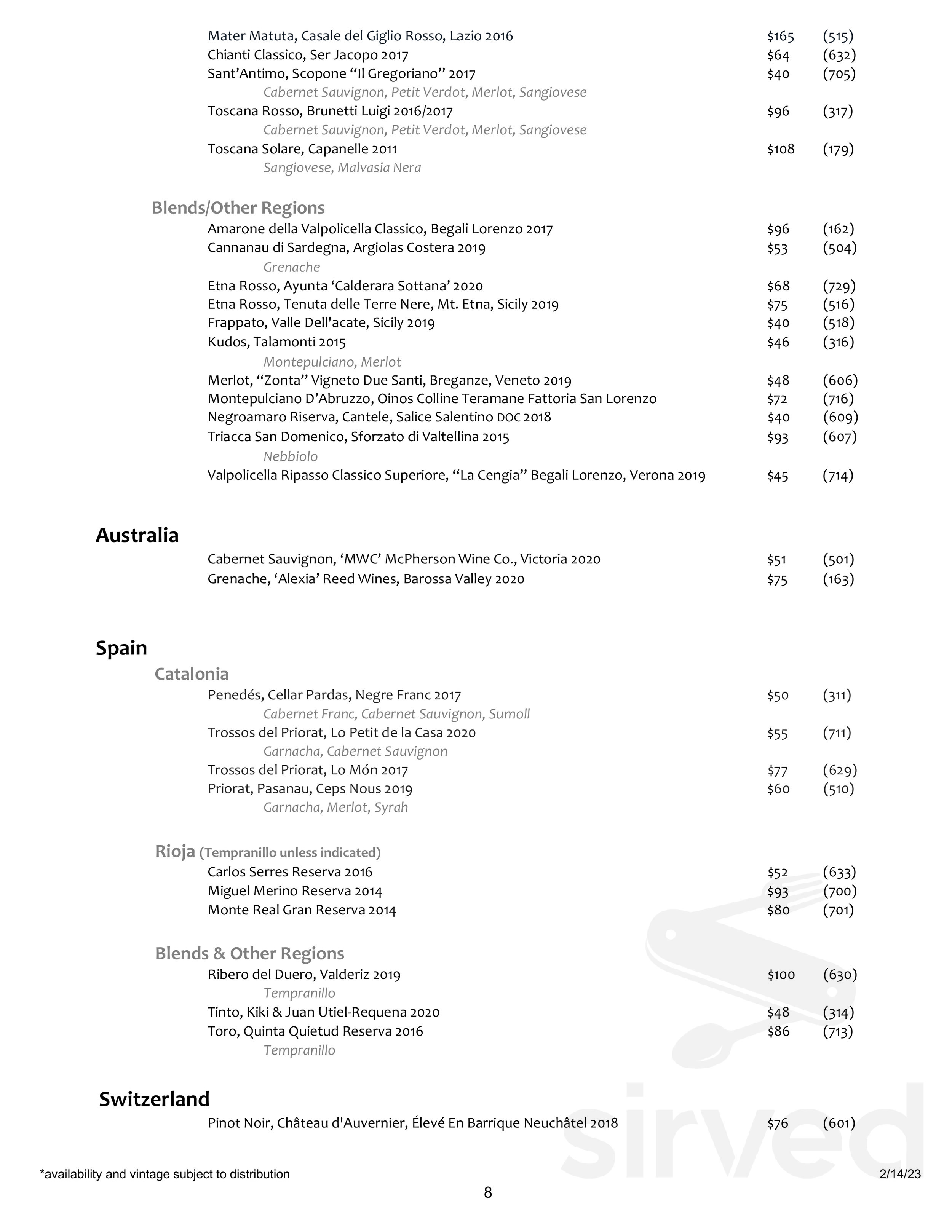 The Local menu in Charlottesville, Virginia, USA