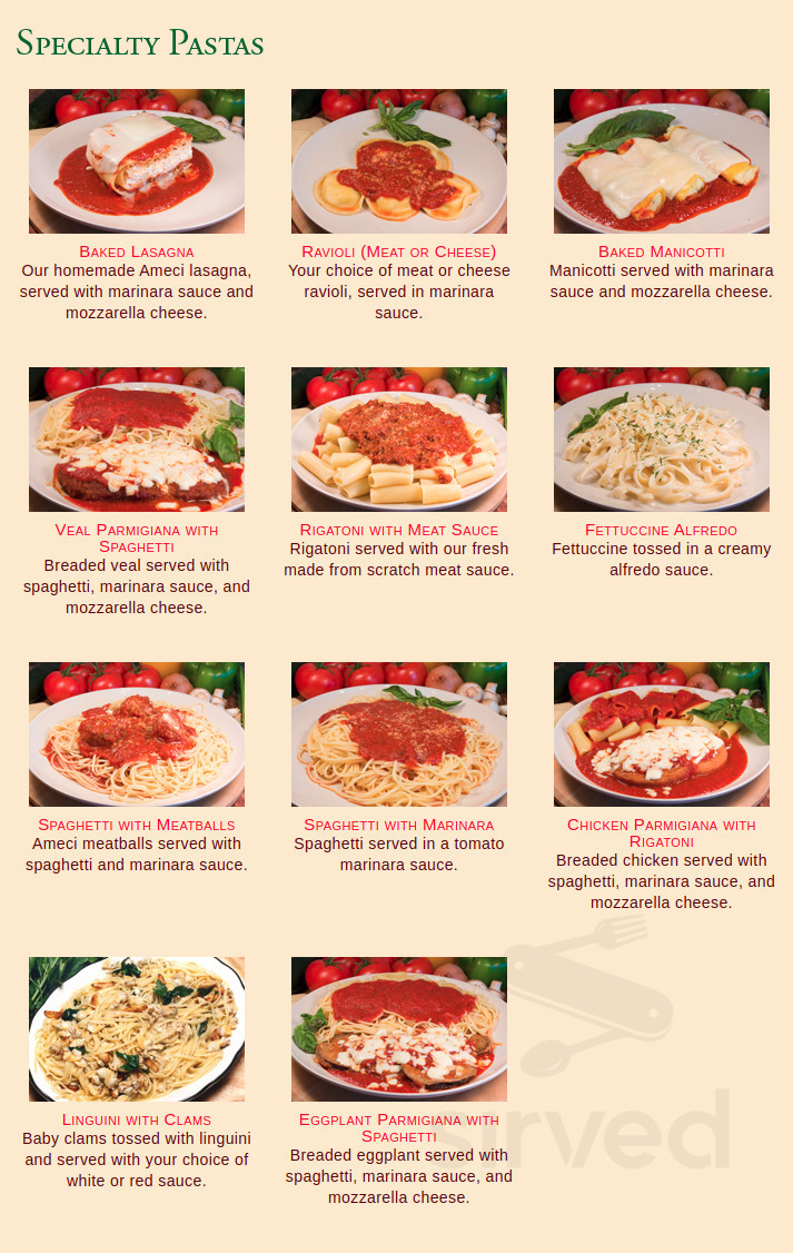 Ameci Pizza & Pasta menu in Northridge, California, USA
