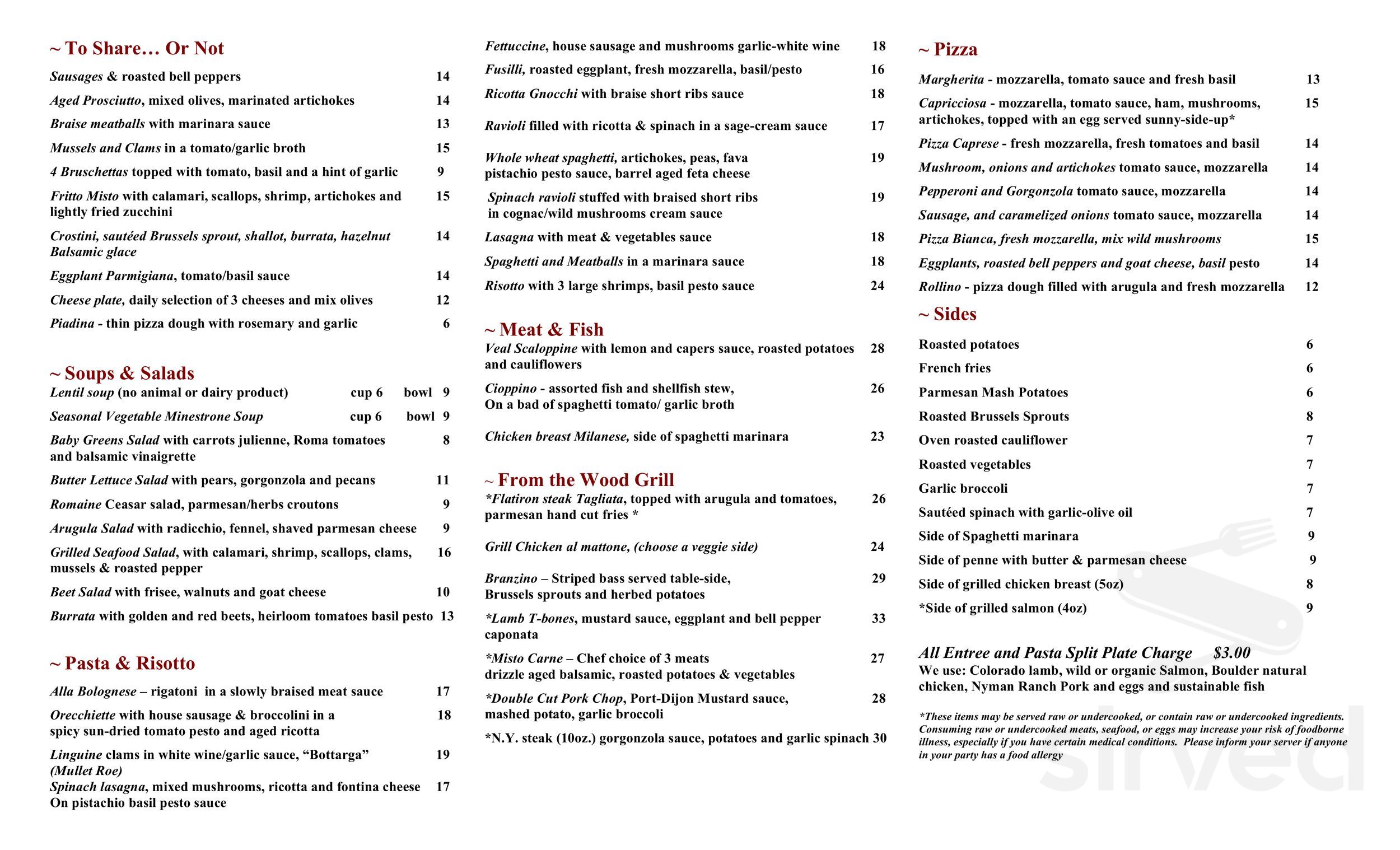 Locanda Del Borgo menu in Denver, Colorado, USA