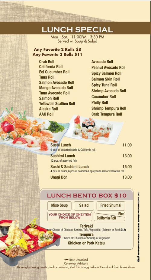 Miga Sushi menu in Denville, New Jersey, USA