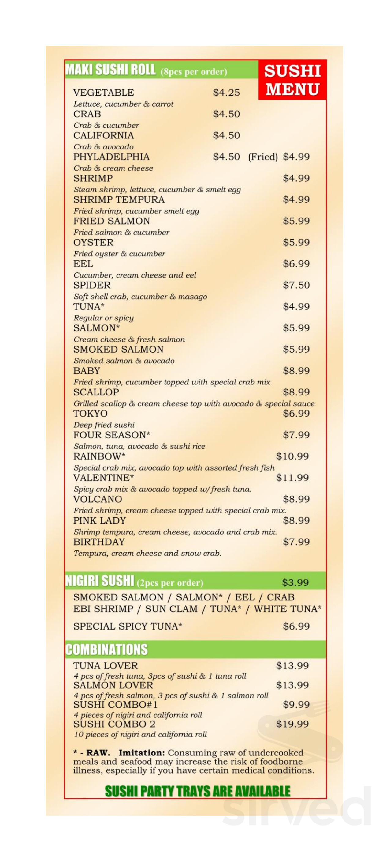 Tokyo Express Japanese Steakhouse & Seafood Restaurant menu in Douglas ...