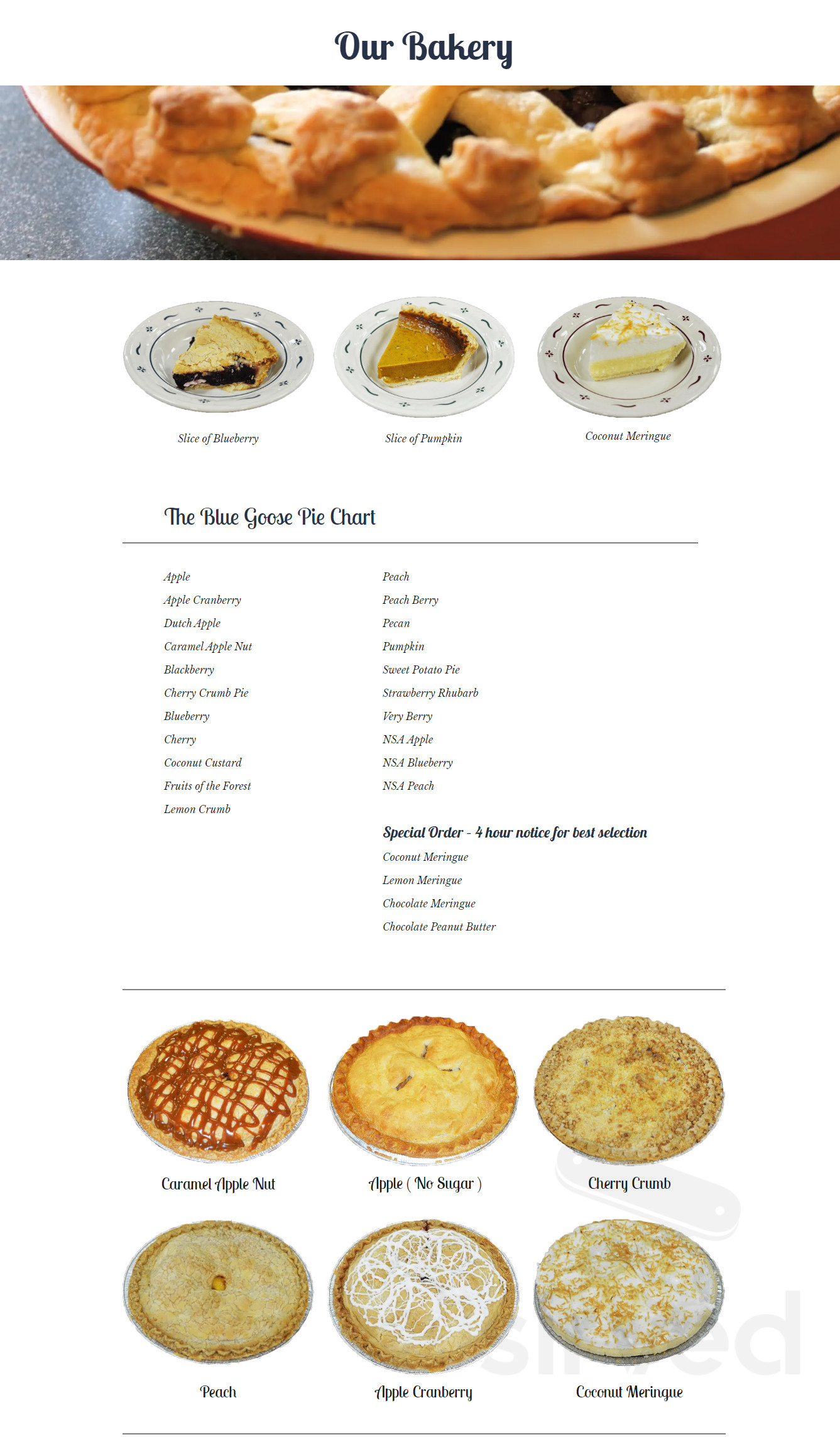 Blue Goose Fruit Market & Bakery menu in Hancock, Maryland, USA