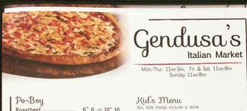 Menu for Gendusa's Italian Eatery in Kenner, LA | Sirved