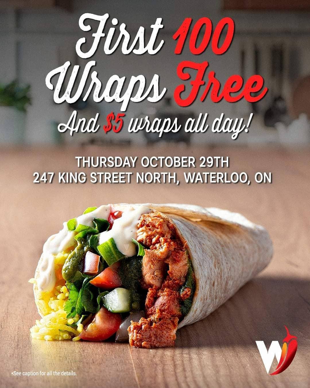 Twisted Indian Wraps menu in Lindsay, Ontario, Canada