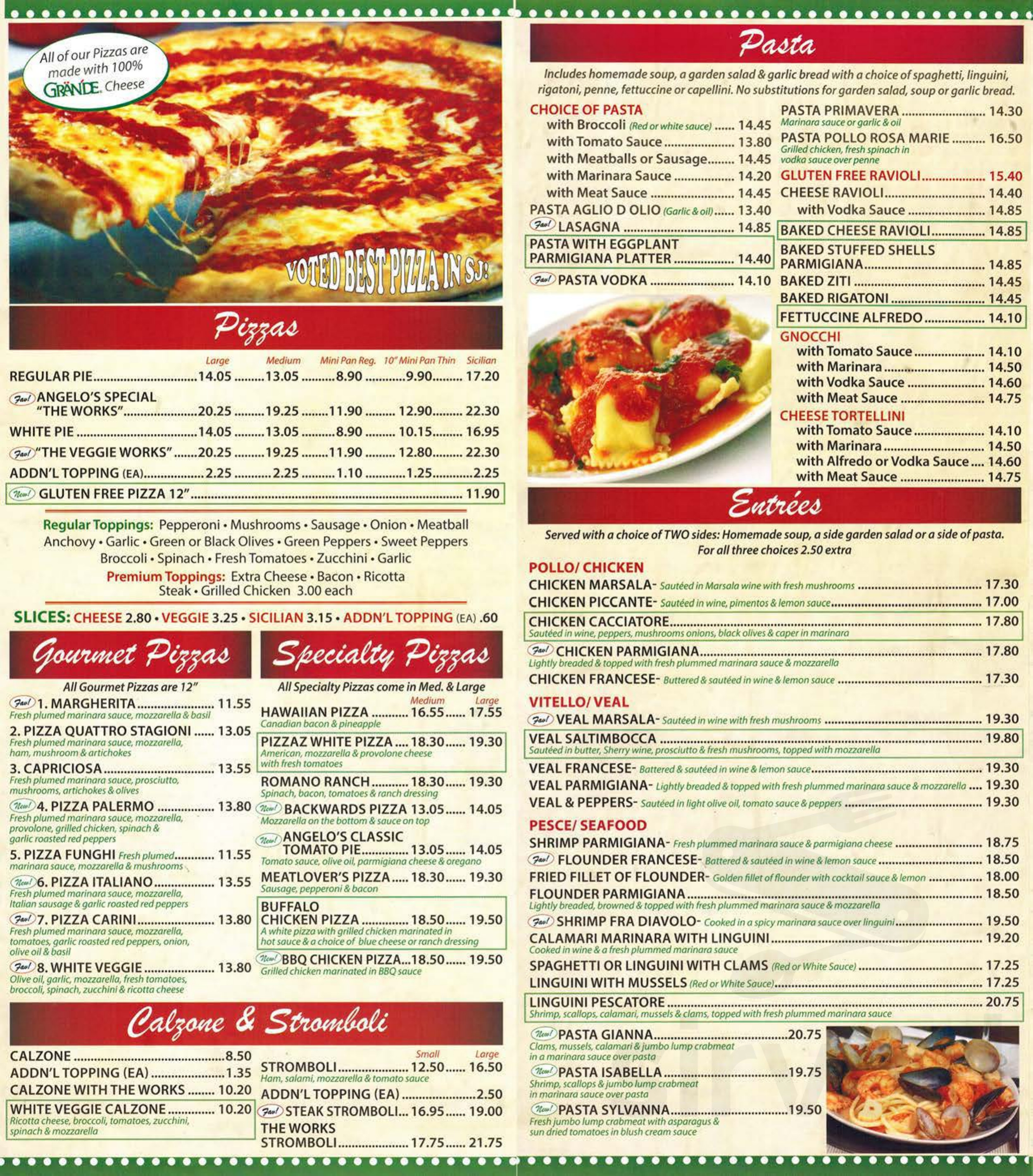 Angelo's Pizzeria Larchmont menu in Mt Laurel Township, New Jersey, USA
