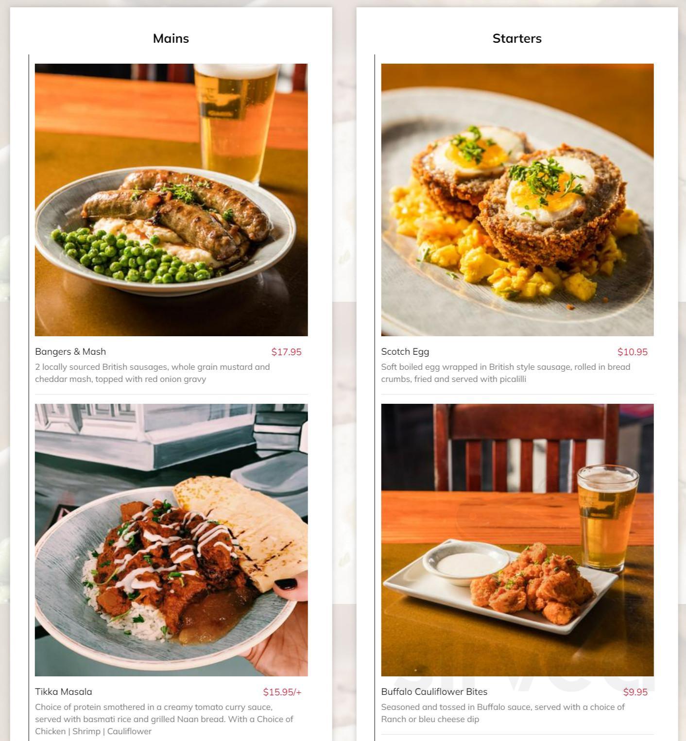 The Kenney Fort Pub menu in Round Rock, Texas, USA