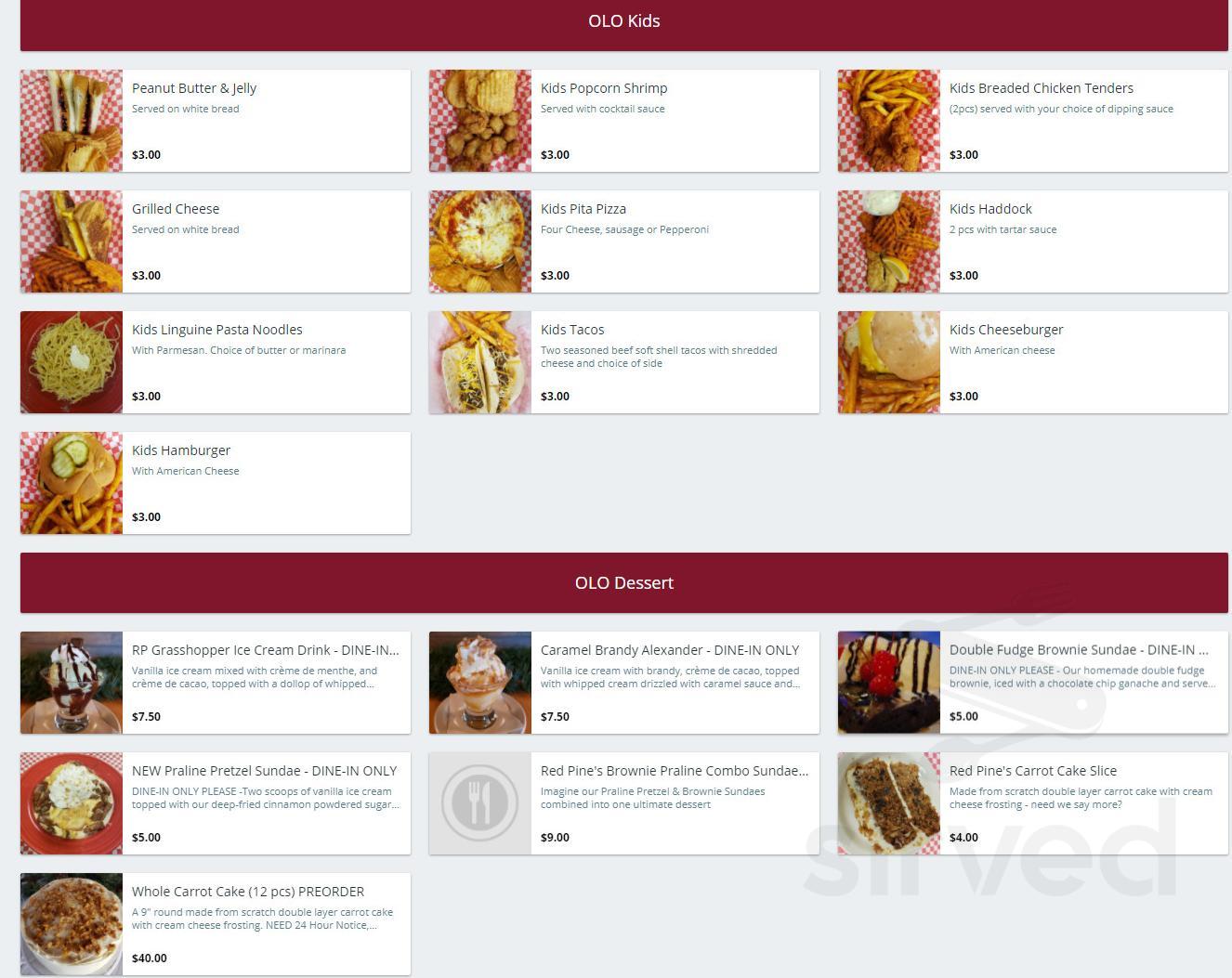 Red Pines Bar & Grill menus in Onalaska, Wisconsin, United States