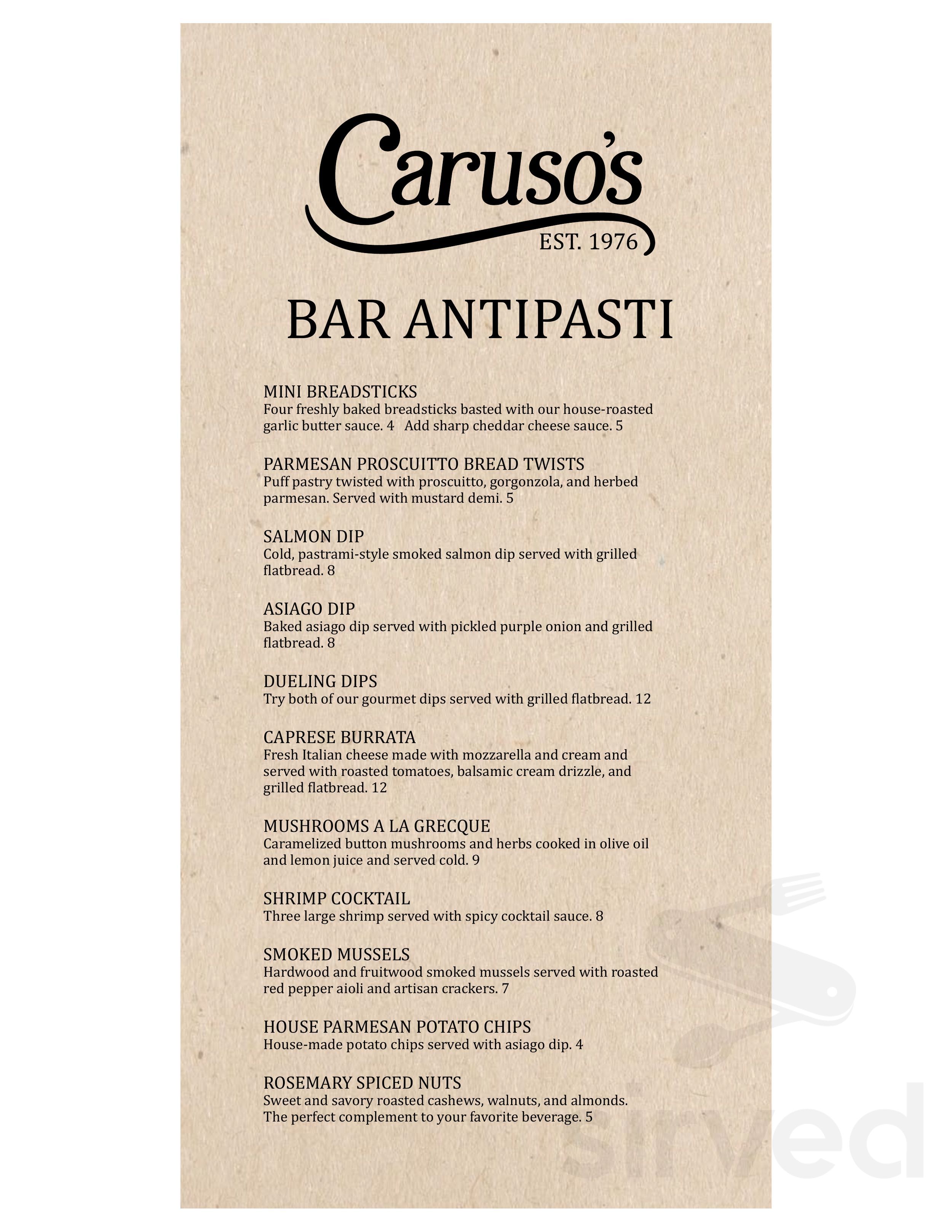 Caruso's Restaurant menus in Angola, Indiana, United States