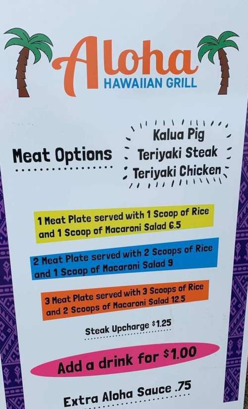 Aloha Hawaiian Grill menu in Demopolis, Alabama, USA