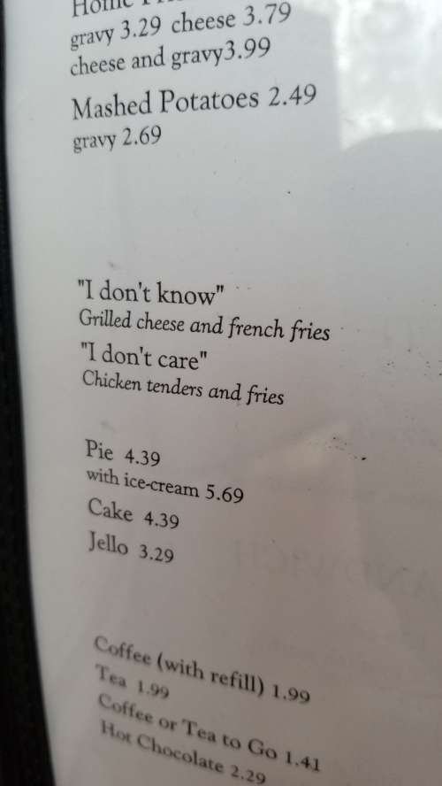 D's Diner menu in Wilkes-Barre, Pennsylvania, USA